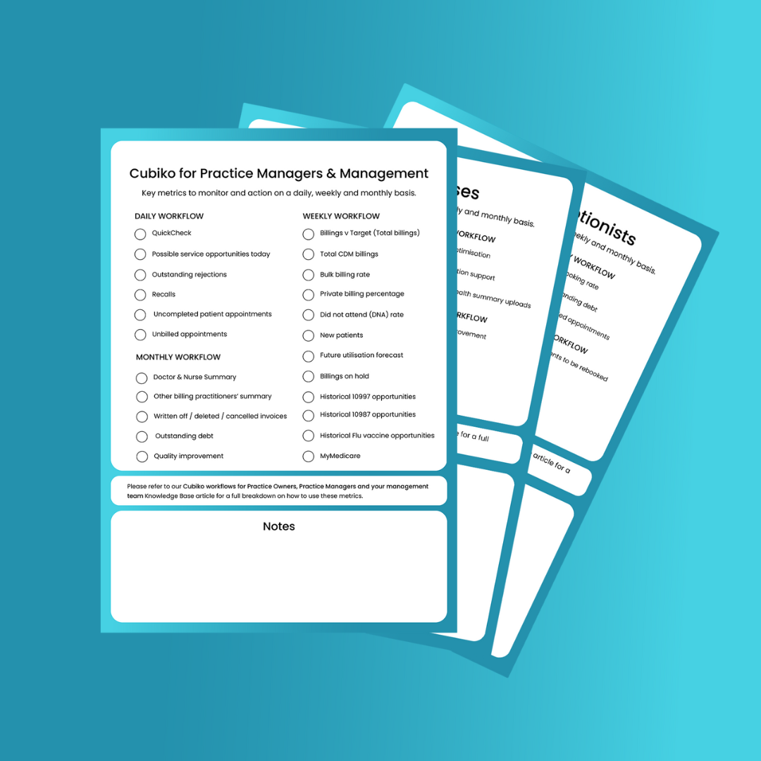 Workflow checklists for your practice team | Cubiko